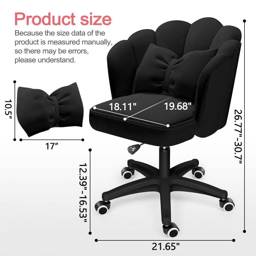 XUEGW Office Chair Cute Petal Desk Chair, Modern Fabric Home Butterfly Chairs Height Adjustable Chair Makeup Chairs Computer Chairs