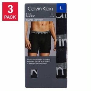 Calvin Klein Men`s Microfiber Boxer Briefs Pack of 3 Black