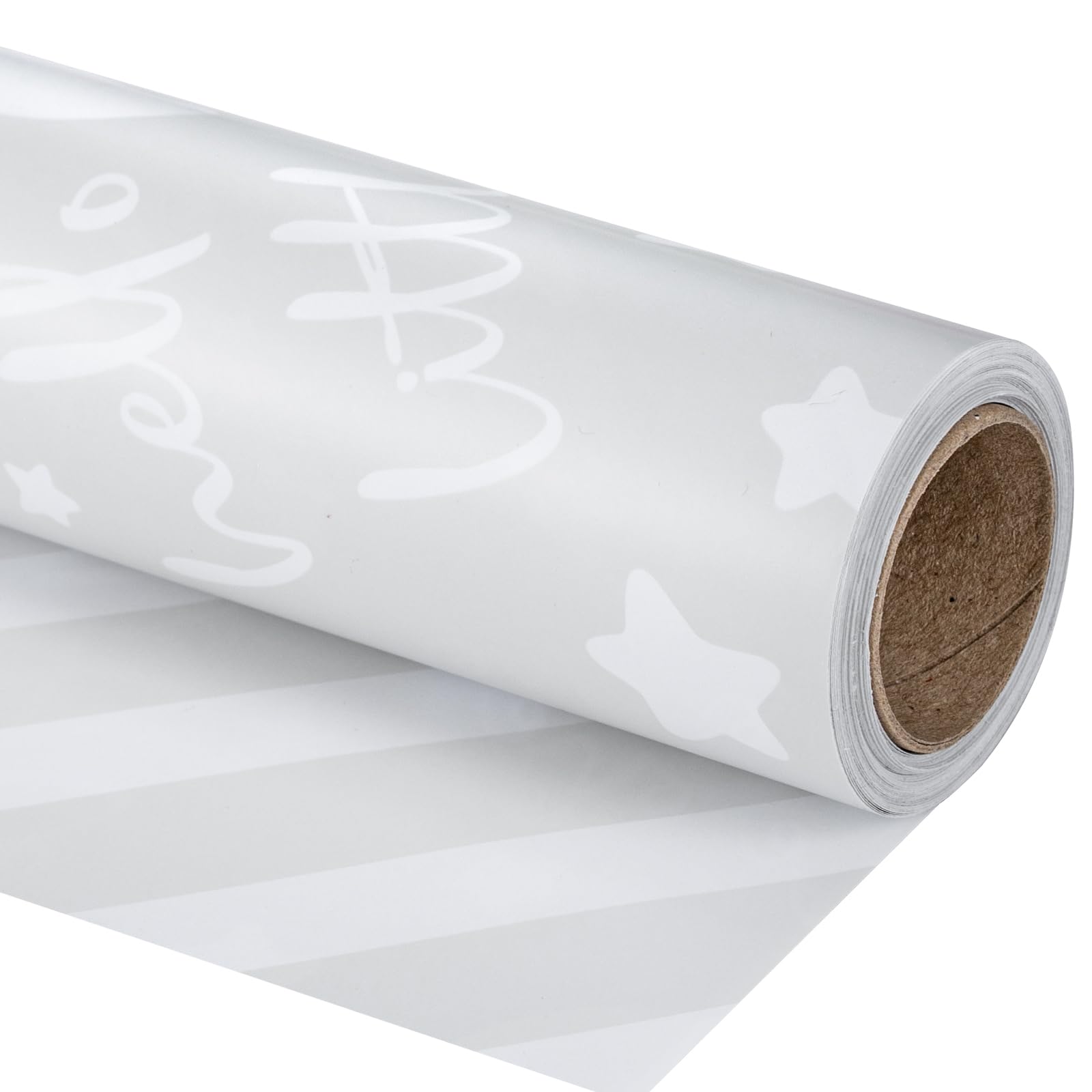 RUSPEPA Reversible Wrapping Paper Roll - Mini Roll - Baby Light Gray Pattern Great for Baby Shower, Birthday, Party - 17.5 Inches X 32.8 Feet