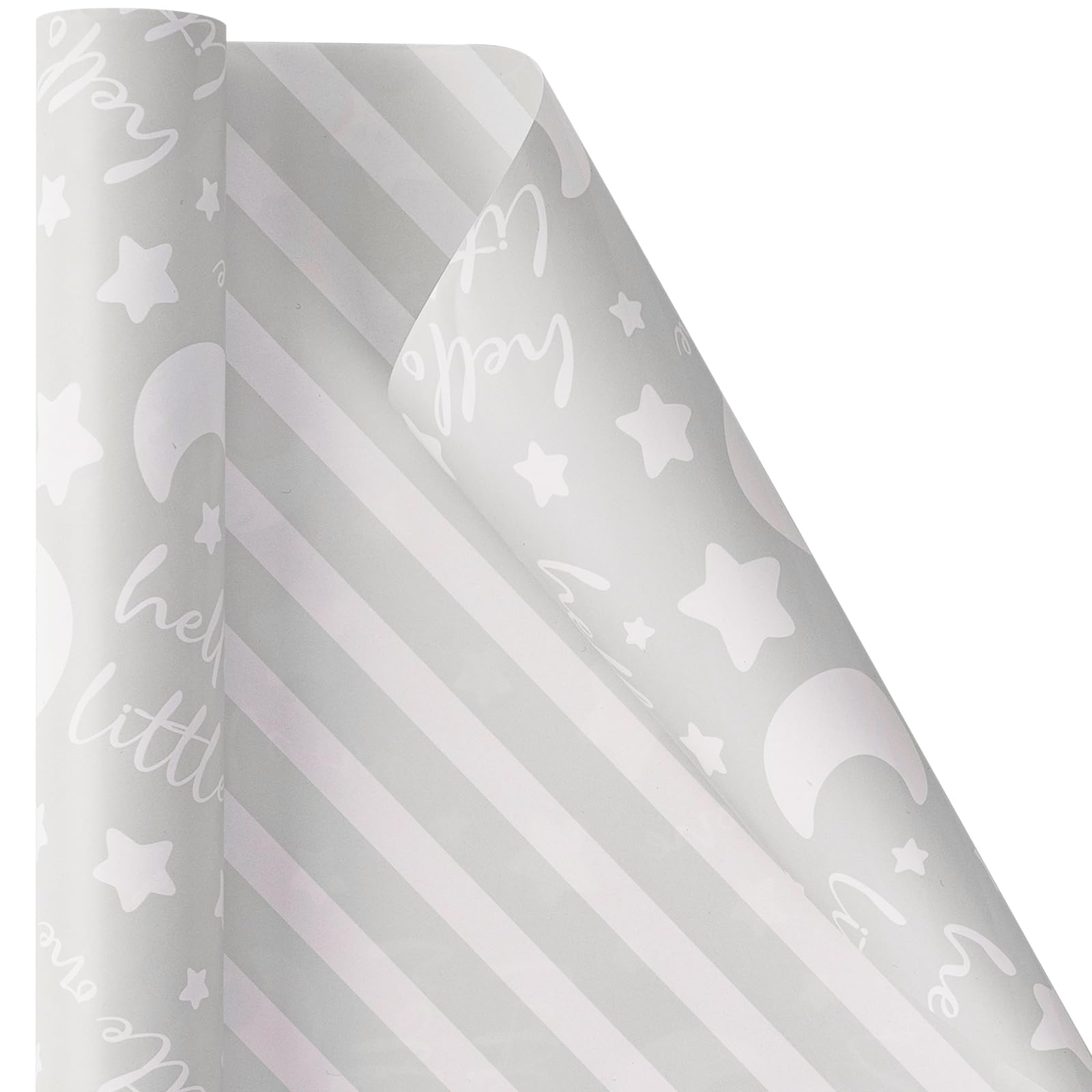 RUSPEPA Reversible Wrapping Paper Roll - Mini Roll - Baby Light Gray Pattern Great for Baby Shower, Birthday, Party - 17.5 Inches X 32.8 Feet