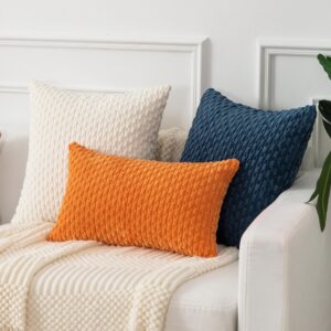 UGASA Soft Corduroy Pillow Covers Pack of 4 Boho Stripe Decorative Pillow Covers Pillowcases 18x18 Inch Home Decor Modern Farmhouse for Sofa Living Room Couch Bed, Orange