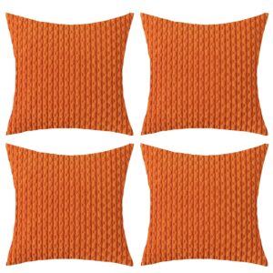 UGASA Soft Corduroy Pillow Covers Pack of 4 Boho Stripe Decorative Pillow Covers Pillowcases 18x18 Inch Home Decor Modern Farmhouse for Sofa Living Room Couch Bed, Orange