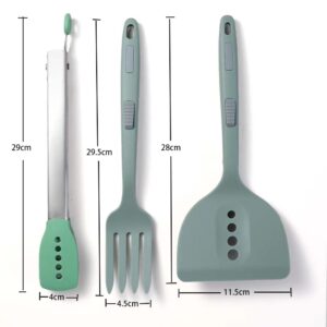 Silicone cooking utensils cooking forks, frying pan shovel, kitchen tongs, 3-piece set of heat-resistant kitchen utensils, BPA Free Non-stick pan kitchen gadget