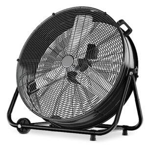 magshion 25" high-velocity metal floor fan 5270 cfm 3-speed industrial shop fan for garages, basements and gyms, black