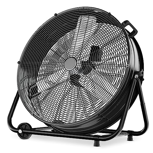 Magshion 25" High-Velocity Metal Floor Fan 5270 CFM 3-Speed Industrial Shop Fan for Garages, Basements and Gyms, Black