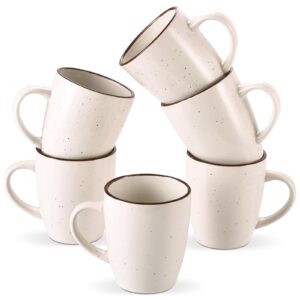 ceramic cup coffee mug set - modern rustic coffee mugs sets with handle - porcelain cups for tea | latte | cappuccino | milk | cocoa - gifts for men women - microwave dishwasher safe - 12 oz - 6 pack