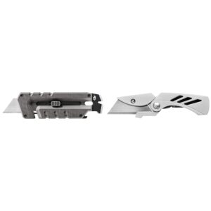 gerber gear prybrid utility knife with pry bar - multi-tool pocket razor knife with retractable knife blade & eab lite pocket knife with money clip - 1.5" blade length folding edc knife