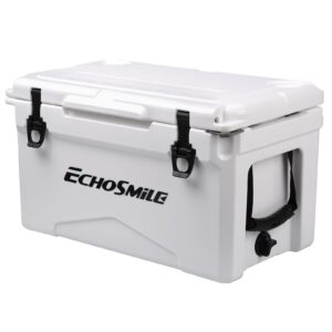 echosmile 25/30/35/40/75 quart rotomolded cooler, 5 days protale ice cooler, ice chest suit for bbq, camping, pincnic, and other outdoor activities (white, 30qt)