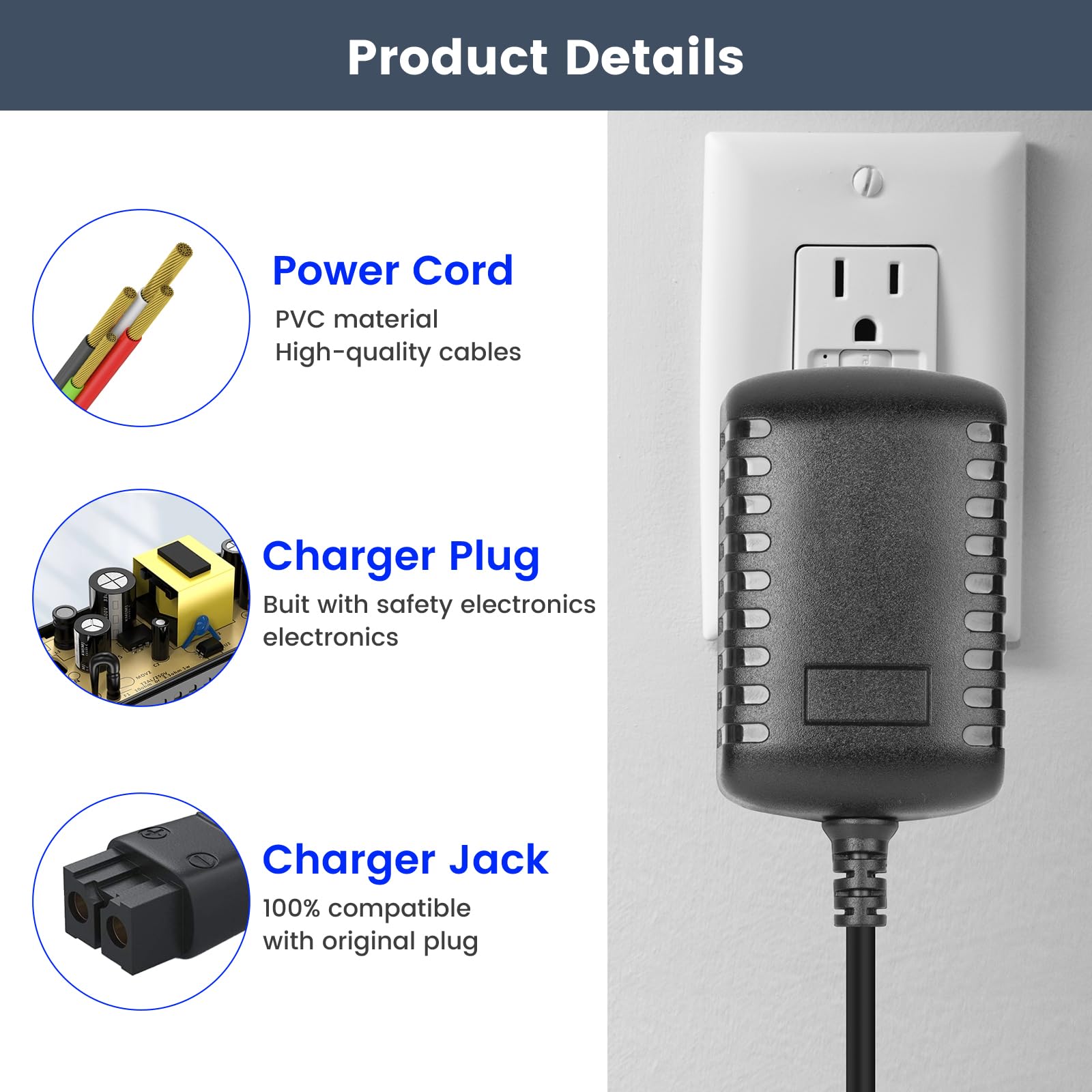 5.4V Charger for Panasonic Arc3 Arc4 Arc5 Shaver Compatible with Panasonic ES-RT31 ES-LT2A ER-SB40 ES-ED70 ES-LL21 ES-WD22 ES-LA63 ES-LF30 ES-RF31 ES-WS10 Shaver Adapter Power Cord