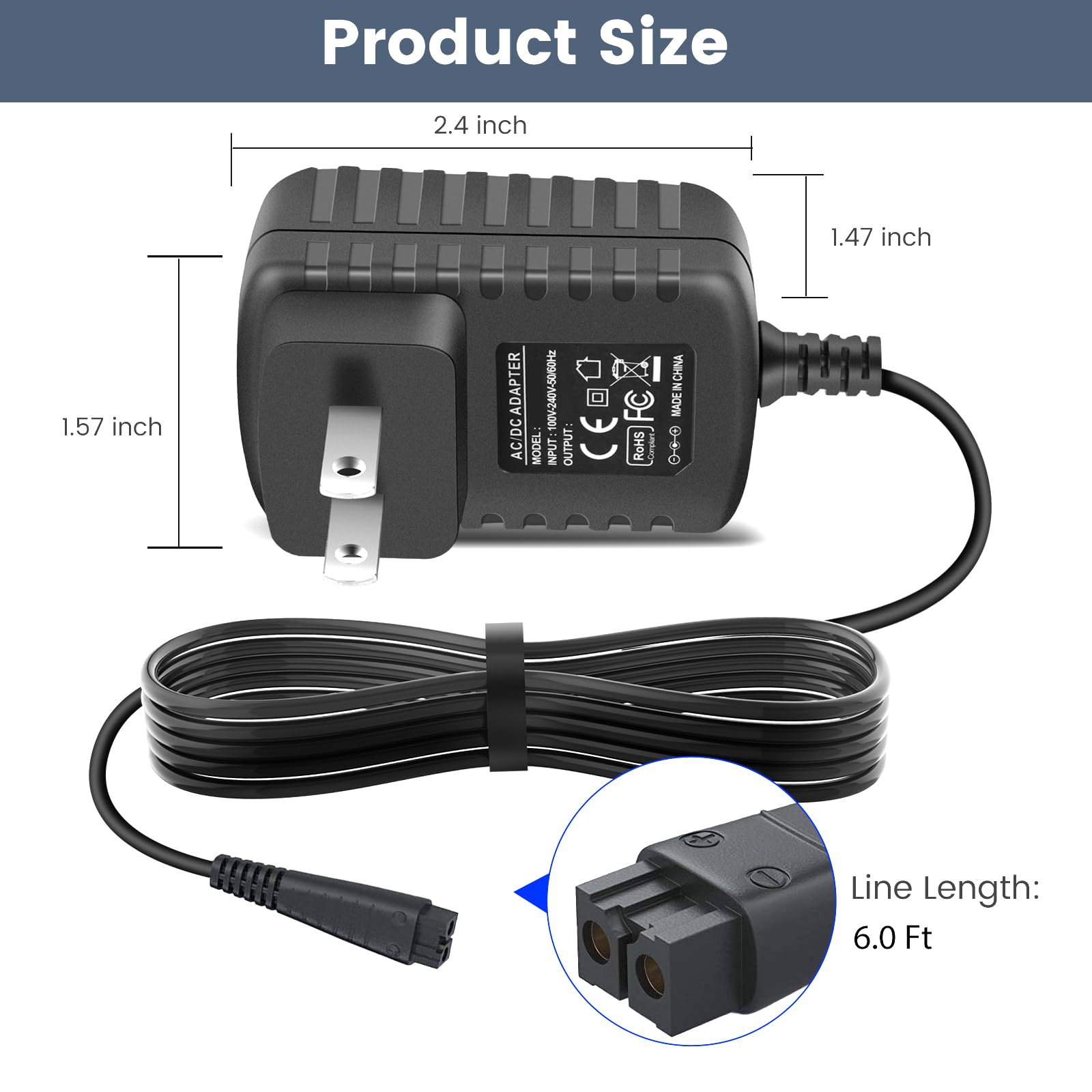 5.4V Charger for Panasonic Arc3 Arc4 Arc5 Shaver Compatible with Panasonic ES-RT31 ES-LT2A ER-SB40 ES-ED70 ES-LL21 ES-WD22 ES-LA63 ES-LF30 ES-RF31 ES-WS10 Shaver Adapter Power Cord