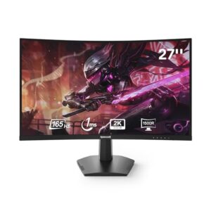 redragon 27" 144hz/165hz curve gaming monitor, qhd 2k (2560x1440) ips frameless computer monitor, 1ms response time, fully compatible, vesa wall mount