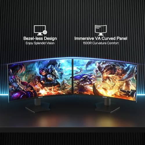 Redragon 27" 144hz/165HZ Curve Gaming Monitor, QHD 2K (2560X1440) IPS Frameless Computer Monitor, 1ms Response Time, Fully Compatible, VESA Wall Mount