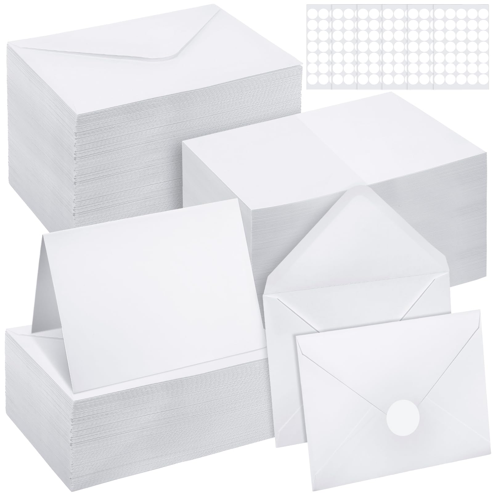 Yeaqee 200 Pack Blank Cards with Envelopes and Stickers Thank You Note Cards Self Adhesive Envelopes Blank Greeting Cards Small Envelopes for Kids Stationary Set Card Making (White)