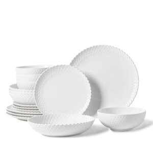 hombene plates and bowls sets, 16 piece dinnerware sets with dishes, bowls and plates, porcelain dinner set with plates, modern dish set for 4