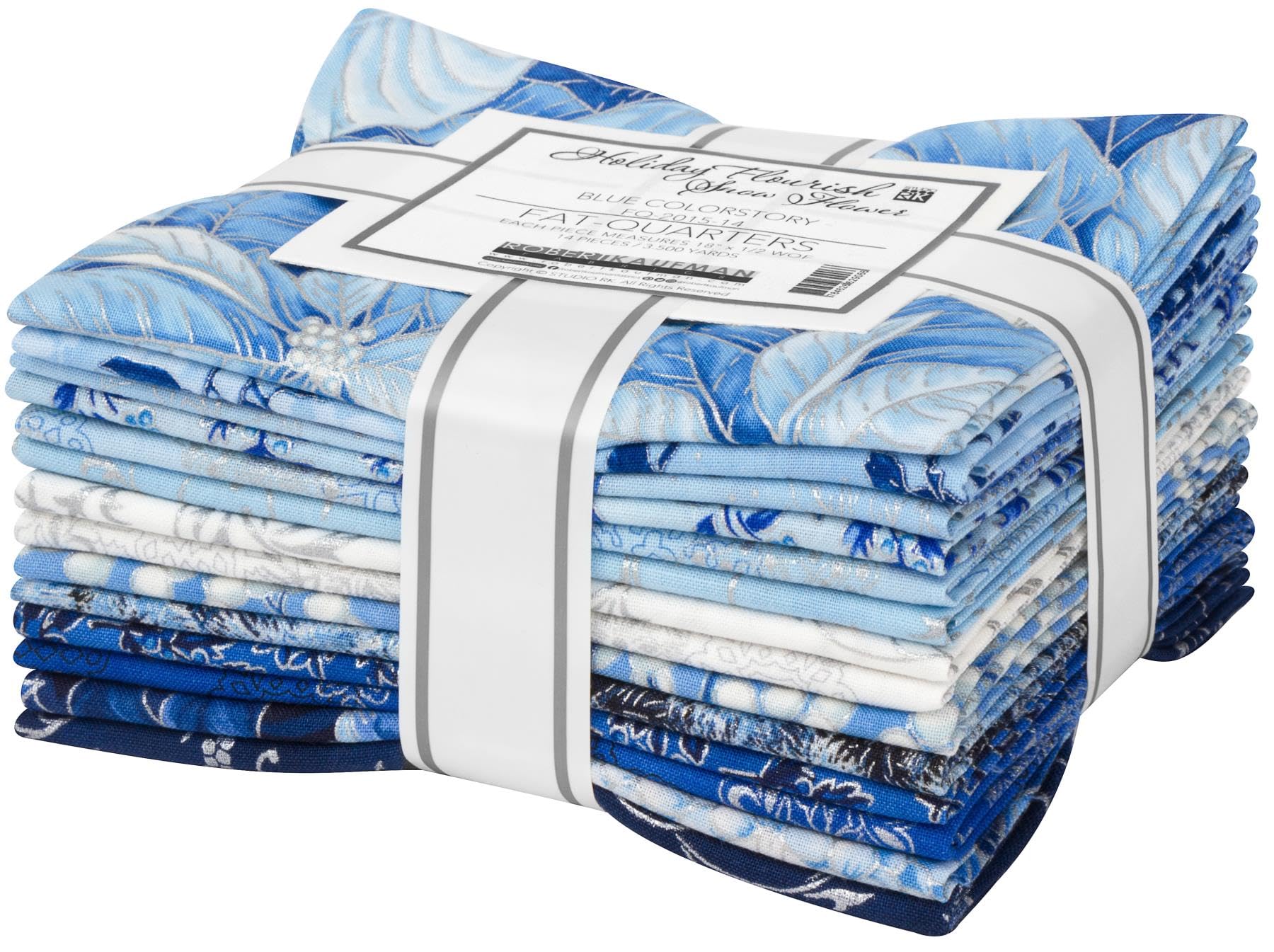 Holiday Flourish Snow Flower Blue 14 Fat Quarters Robert Kaufman Fabrics FQ-2015-14