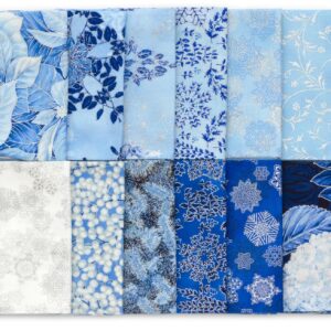 Holiday Flourish Snow Flower Blue 14 Fat Quarters Robert Kaufman Fabrics FQ-2015-14