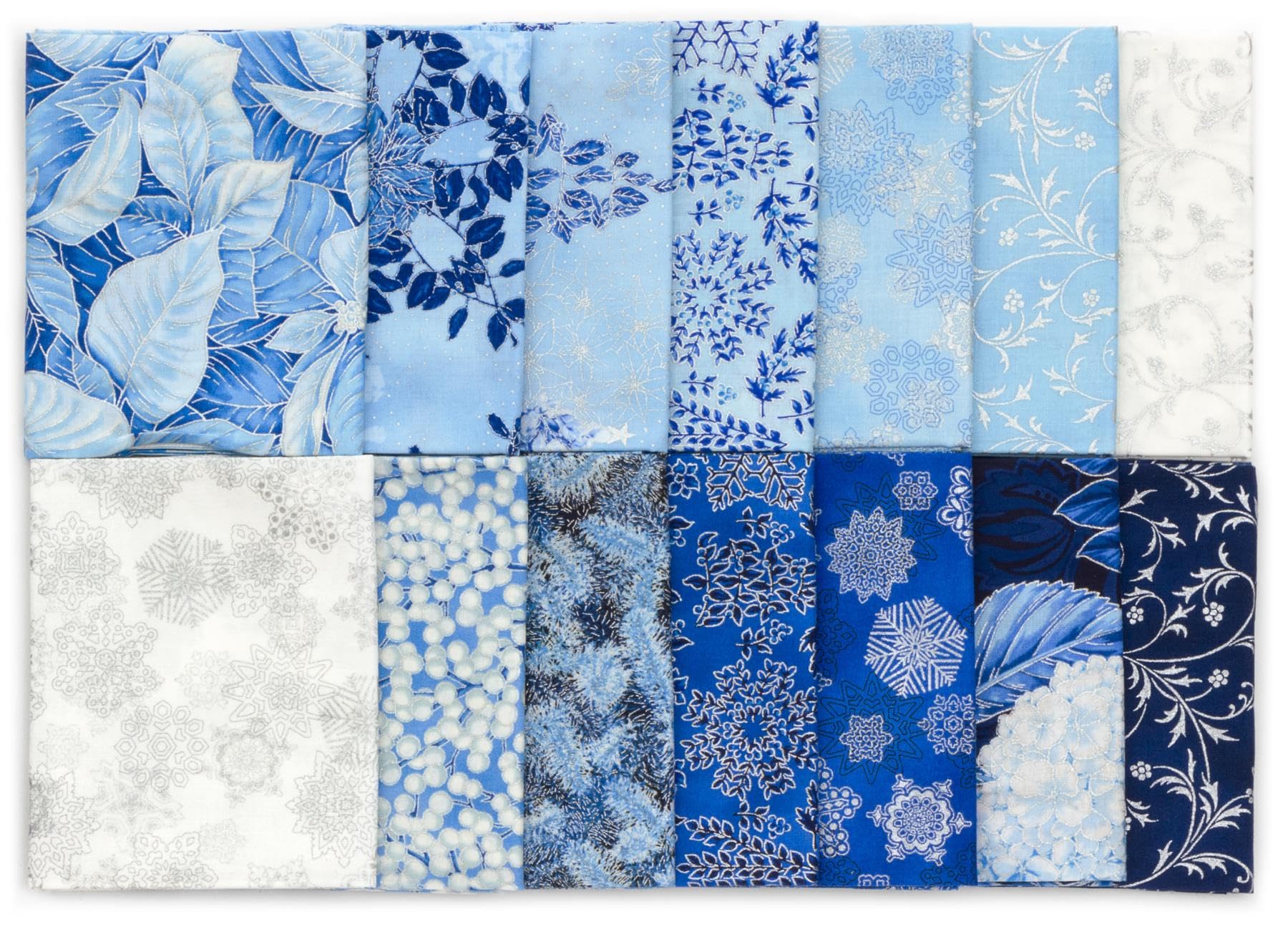 Holiday Flourish Snow Flower Blue 14 Fat Quarters Robert Kaufman Fabrics FQ-2015-14