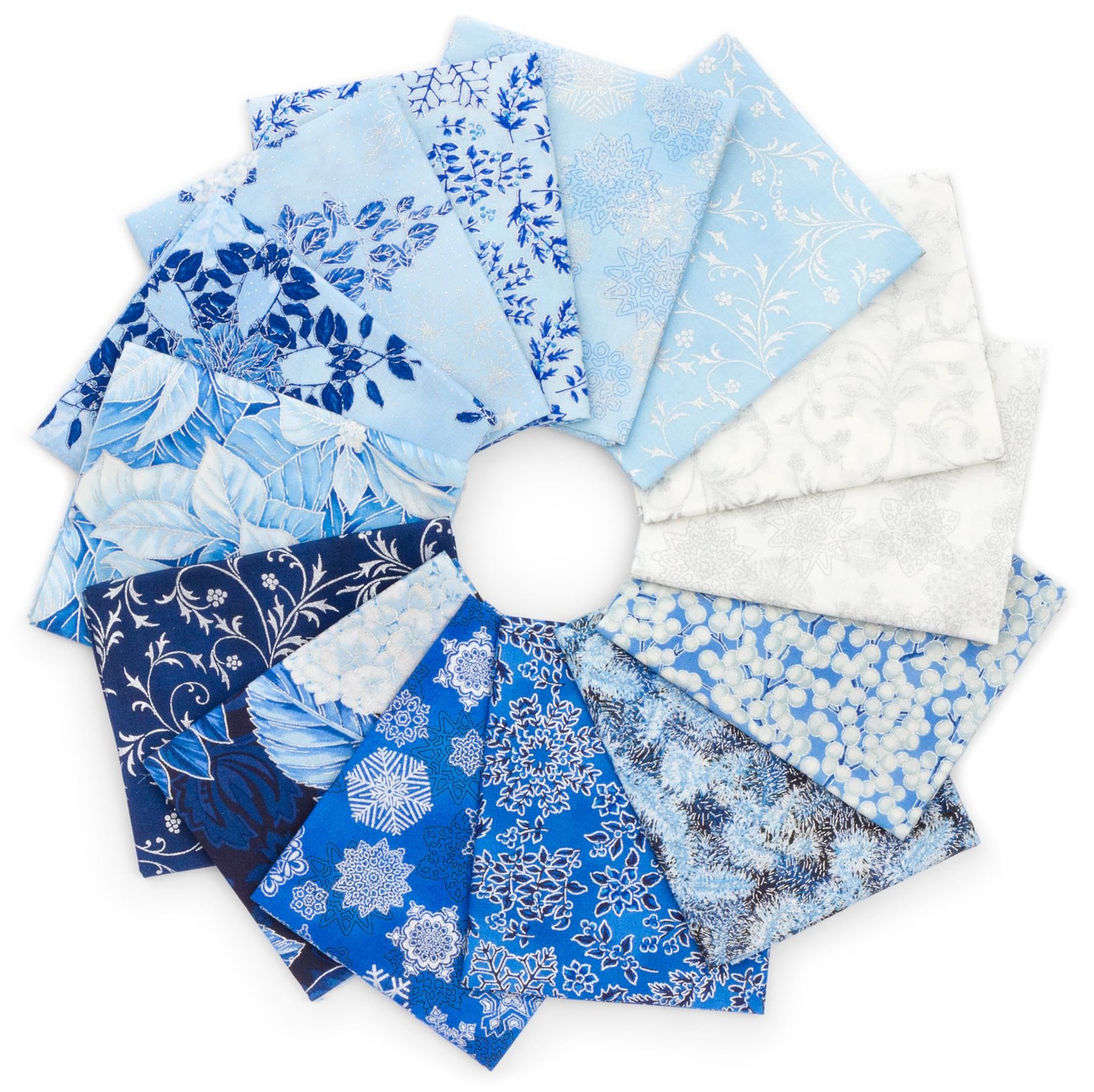 Holiday Flourish Snow Flower Blue 14 Fat Quarters Robert Kaufman Fabrics FQ-2015-14