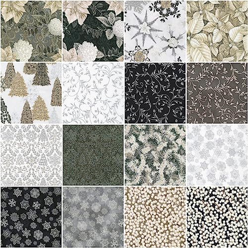 Holiday Flourish Snow Flower Taupe 42 5-inch Squares Charm Pack Robert Kaufman CHS-1122-42