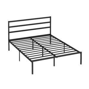 Closadin Queen Size Platform Bed Frame with Headboard,Sturdy Heavy Duty Metal Slats Support for Mattress,No Box Spring Needed,Easy to Assemble,Black