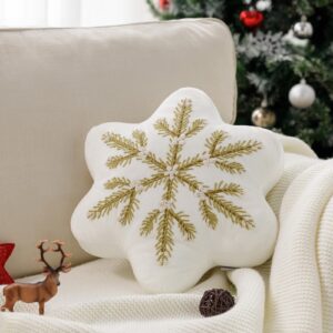 ashler snowflake pillows, snowflake throw pillow, off white pillows, 15x15 in velvet cushion for sofa, bedroom, living room decor