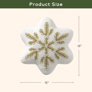 Ashler Snowflake Pillows, Snowflake Throw Pillow, Off White Pillows, 15x15 in Velvet Cushion for Sofa, Bedroom, Living Room Decor