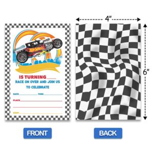 20 Hot Cars Birthday Party Invitations Cards with Envelopes 4"x6" - Red Hot Race Car Themed Birthday Party Supplies, Wheels Party Invitations, Decorations, Favors for Boys Girls Kids Teens. (044)