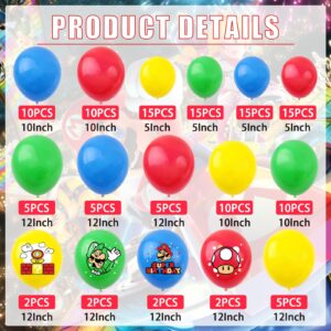 134 PCS Mario Birthday Party Balloon Decorations, Mario Balloon Garland Arch Kit Mixed Size 12 10 5 Inch Latex Balloons and Foil Balloons for Kids Birthday Party Favors Supplies