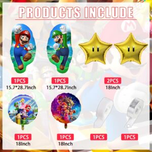 134 PCS Mario Birthday Party Balloon Decorations, Mario Balloon Garland Arch Kit Mixed Size 12 10 5 Inch Latex Balloons and Foil Balloons for Kids Birthday Party Favors Supplies