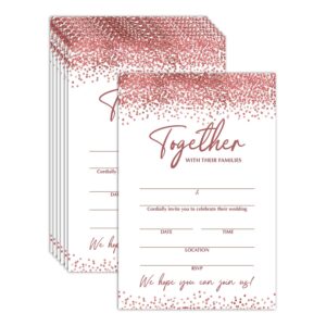 esamp pink rose gold wedding invitations, fill-in blush confetti wedding party invitation kit, party and reception supplies (25 cards and envelopes), perfect for the wedding shower-20