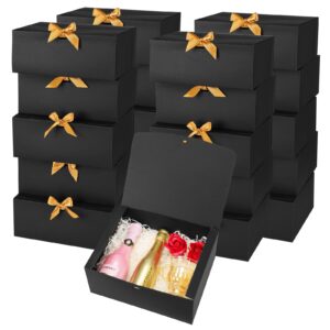 moretoes 20 pack gift boxes with lids for presents, black 10x8x4 inch bridesmaid proposal box with ribbon, large paper boxes for snacks, candy, toys, birthday party, wedding, halloween, christmas