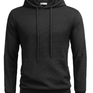 COOFANDY Men's Gym Sweatshirt Long Sleeve Fashion Workout Athletic Hoodies Lightweight Hooded T Shirt Black