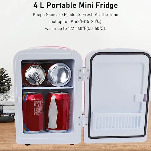 TOPINCN Beauty Mini Fridge, DC12V 4L Portable Fridge Warmer Fridge Cooling Warmer for Office (US Plug)