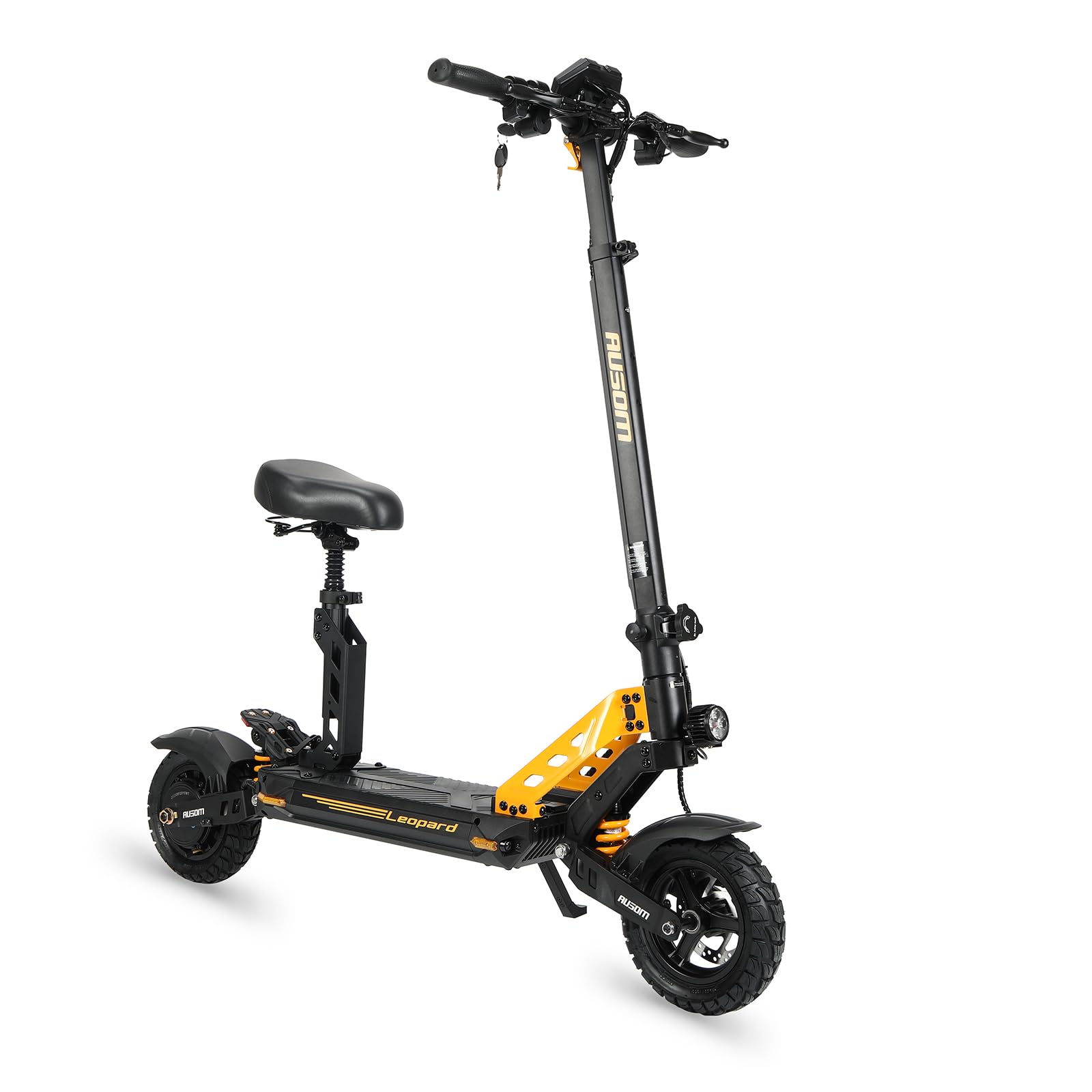 Ausom Leopard Electric Scooter, Powerful 1000W Motor, 50 Miles Range & 35 MPH, Foldable Commute Electric Scooter for Adults w/10 Off Road Tires, Removable Seat (Leopard V)