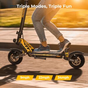 Ausom Leopard Electric Scooter, Powerful 1000W Motor, 50 Miles Range & 35 MPH, Foldable Commute Electric Scooter for Adults w/10 Off Road Tires, Removable Seat (Leopard V)