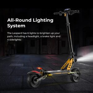 Ausom Leopard Electric Scooter, Powerful 1000W Motor, 50 Miles Range & 35 MPH, Foldable Commute Electric Scooter for Adults w/10 Off Road Tires, Removable Seat (Leopard V)