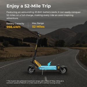 Ausom Leopard Electric Scooter, Powerful 1000W Motor, 50 Miles Range & 35 MPH, Foldable Commute Electric Scooter for Adults w/10 Off Road Tires, Removable Seat (Leopard V)