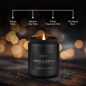 Scented Candles for Men | Smoke & Vanilla Scented Candle - Candle for Men, Men Candles for Home Scented, Candle Gifts for Him/Friend, Aromatherapy Candle in Black Jar