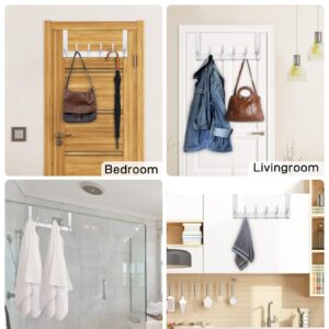 Optish Over The Door Hooks, Door Hanger Hooks, Over The Door Towel Racks for Bathroom with 12 Coat Hooks for Hanging Clothes Coats Towels, Fits 1-3/4" Thick Door