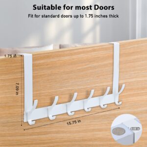 Optish Over The Door Hooks, Door Hanger Hooks, Over The Door Towel Racks for Bathroom with 12 Coat Hooks for Hanging Clothes Coats Towels, Fits 1-3/4" Thick Door