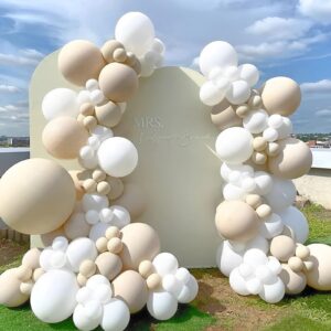 white sand balloon garland arch kit 141pcs neutral sand white latex balloons for boho wedding bridal shower birthday baby shower party decorations