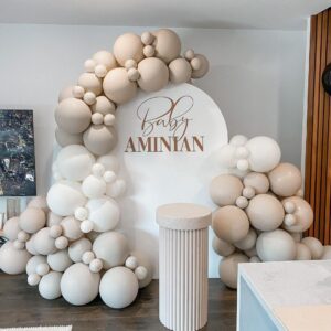 White Sand Balloon Garland Arch Kit 141PCS Neutral Sand White Latex Balloons for Boho Wedding Bridal Shower Birthday Baby Shower Party Decorations