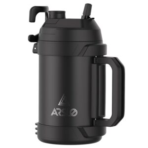 arslo sports water jug - gallon water bottle - large insulated stainless steel bottle for gym, workouts, basketball, football, soccer - keep water cold for up to 24 hours - 108oz (black)