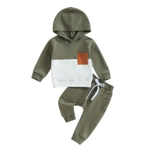 liomengzi infant baby boys pants outfits set long sleeve hooded striped sweatshirts pants clothes set fall winter pants sweatsuit (green-04, 12-18 months)