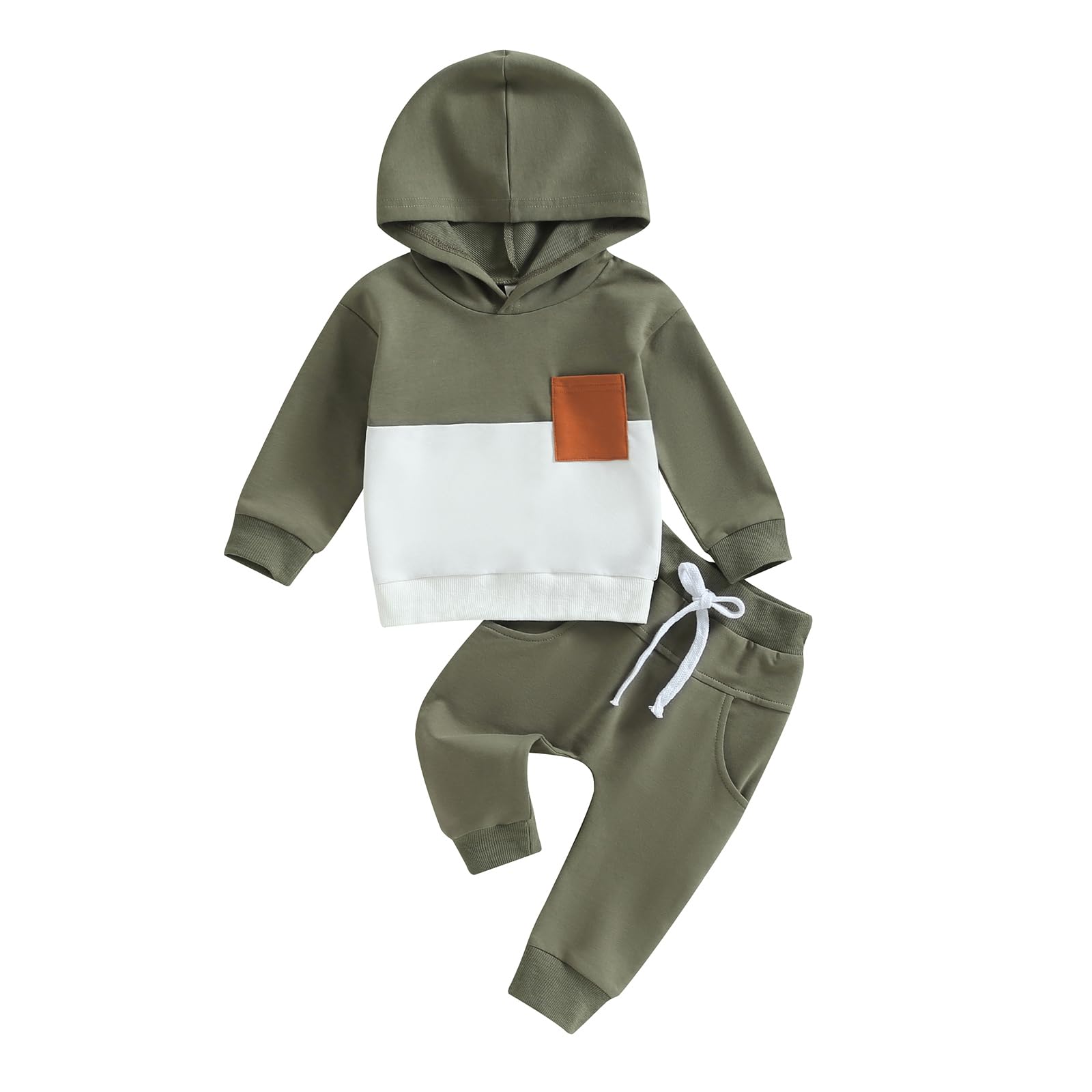 LIOMENGZI Infant Baby Boys Pants Outfits Set Long Sleeve Hooded Striped Sweatshirts Pants Clothes Set Fall Winter Pants Sweatsuit (Green-04, 12-18 Months)