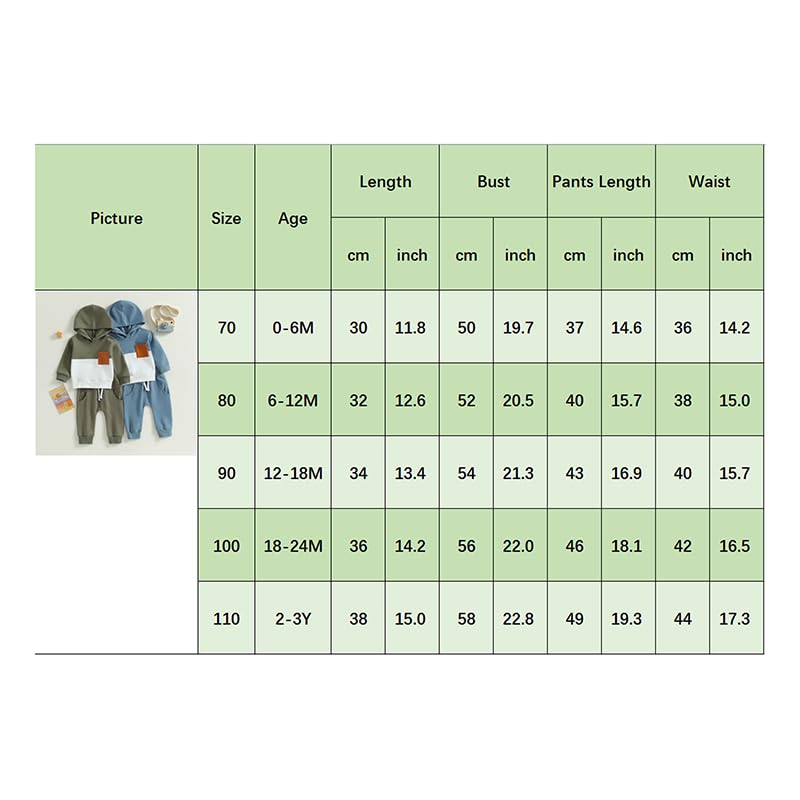 LIOMENGZI Infant Baby Boys Pants Outfits Set Long Sleeve Hooded Striped Sweatshirts Pants Clothes Set Fall Winter Pants Sweatsuit (Green-04, 12-18 Months)