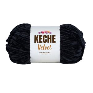 keche velvet yarn for crocheting, soft chenille bulky baby blanket amigurumi yarn 100 gr (132 yds) - black