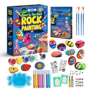 insgen rock painting kit for kids 10+, glow in the dark paints, creative arts and crafts projects supplies toys for boys girls birthday gift ideas