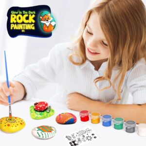 Insgen Rock Painting Kit for Kids 10+, Glow in The Dark Paints, Creative Arts and Crafts Projects Supplies Toys for Boys Girls Birthday Gift Ideas