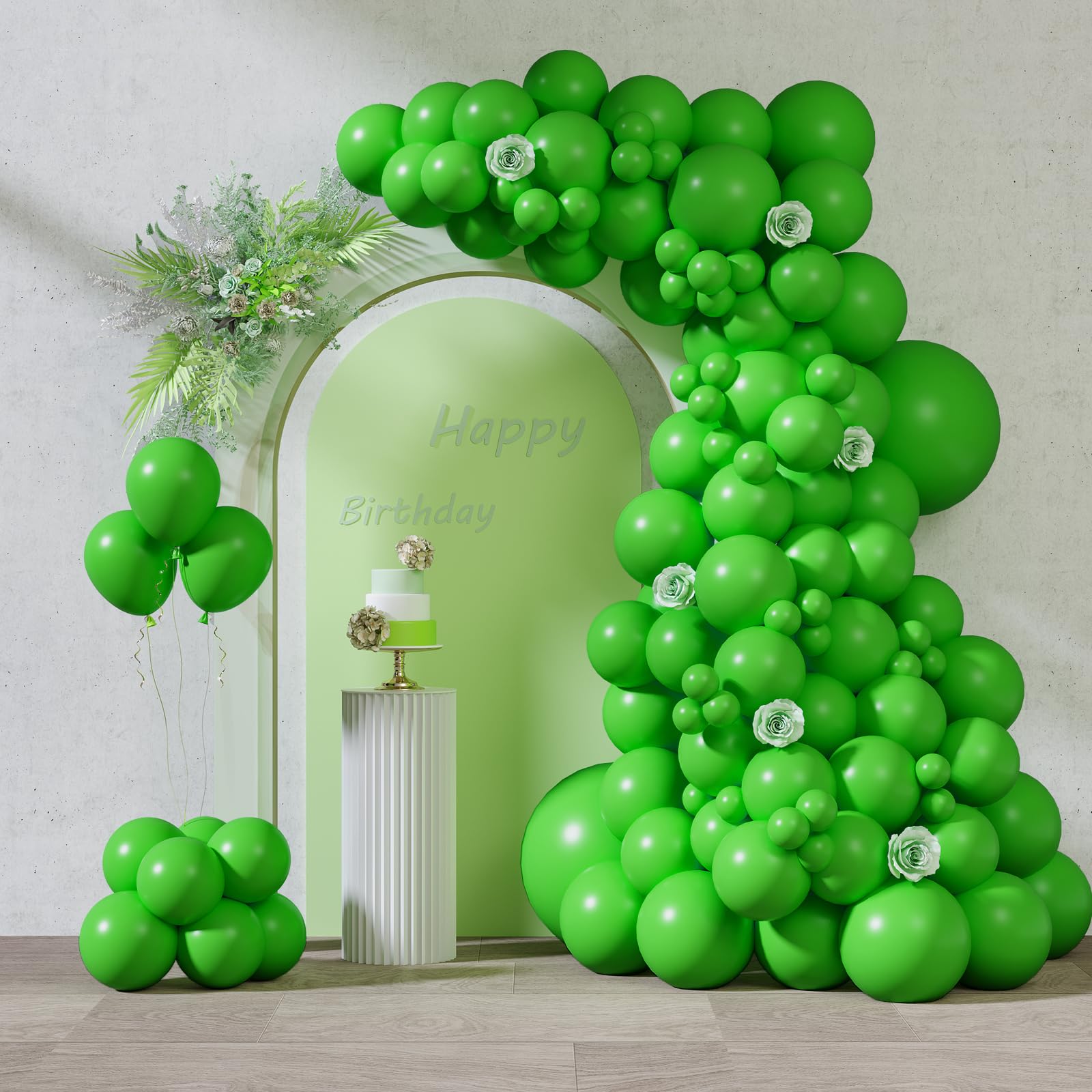 RUBFAC 87pcs Green Balloons Different Sizes 18 12 10 5 Inches for Garland Arch, Premium Green Latex Balloons for Birthday Wedding Baby Shower Bridal Shower Party Decorations